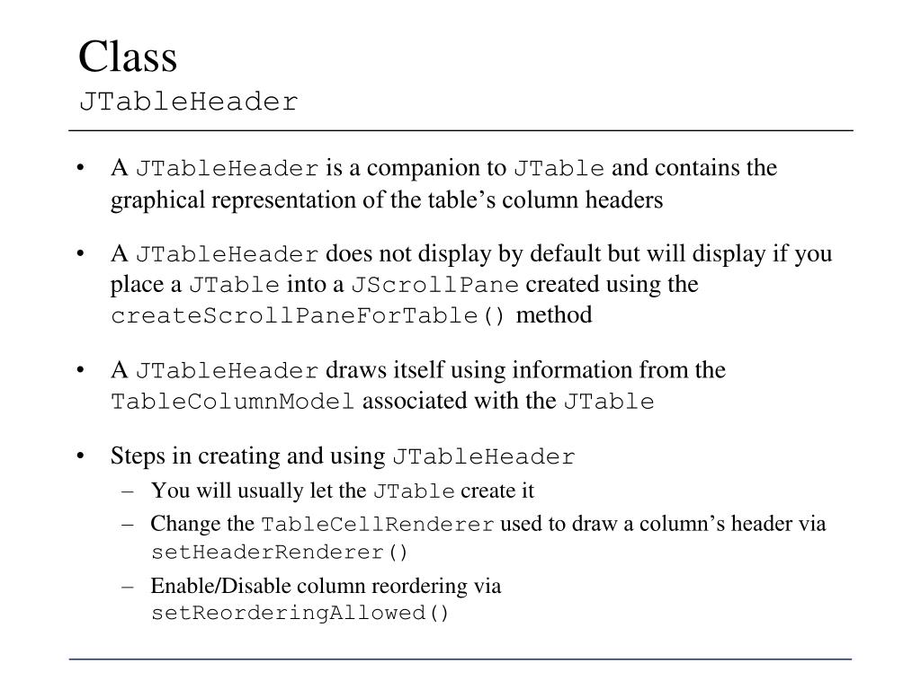 Ppt Java Ii Programming Swingmvc Some Advanced Swing Mvc Architecture Jtable Jlist Jtextarea