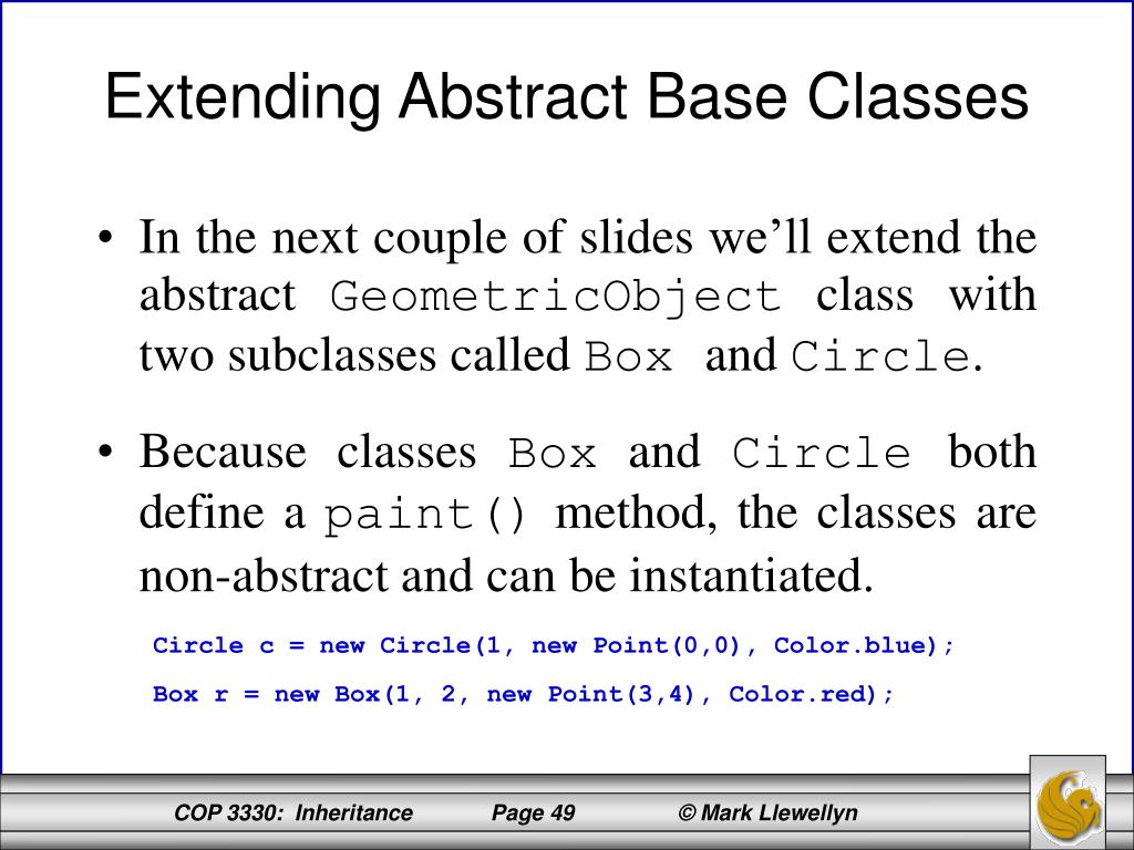 Ppt Cop 3330 Object Oriented Programming Summer 2007 Inheritance And Polymorphism Part 2