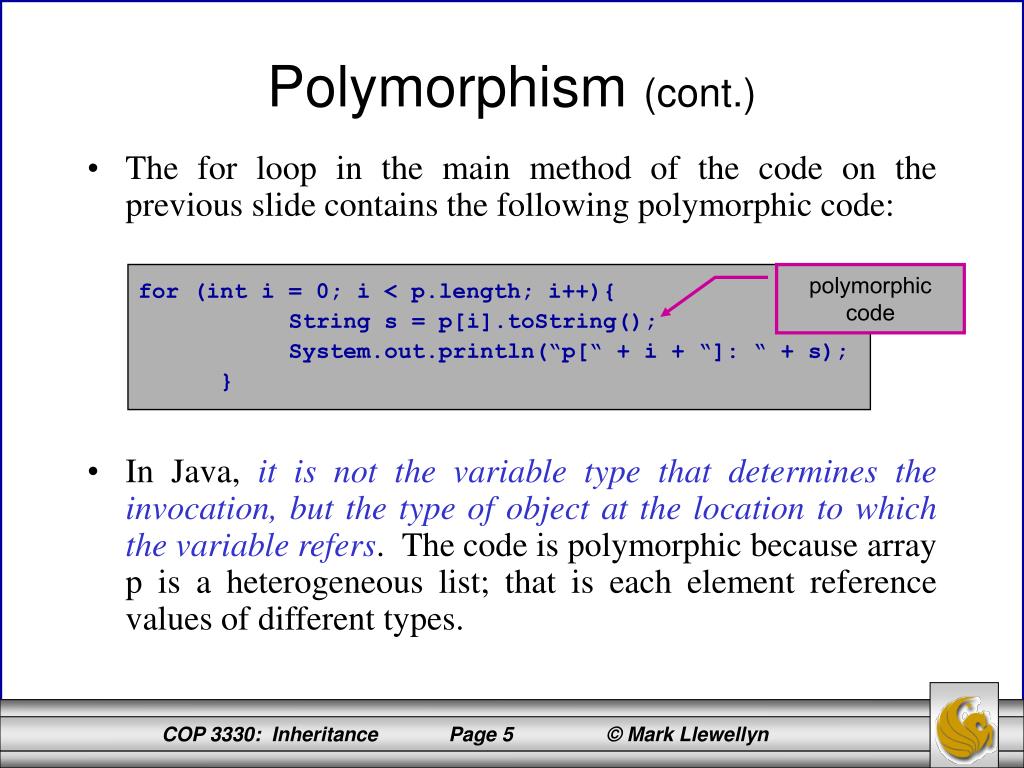 Ppt Cop 3330 Object Oriented Programming Summer 2007 Inheritance And Polymorphism Part 2