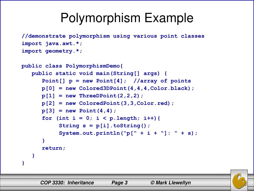 Ppt Cop 3330 Object Oriented Programming Summer 2007 Inheritance And Polymorphism Part 2