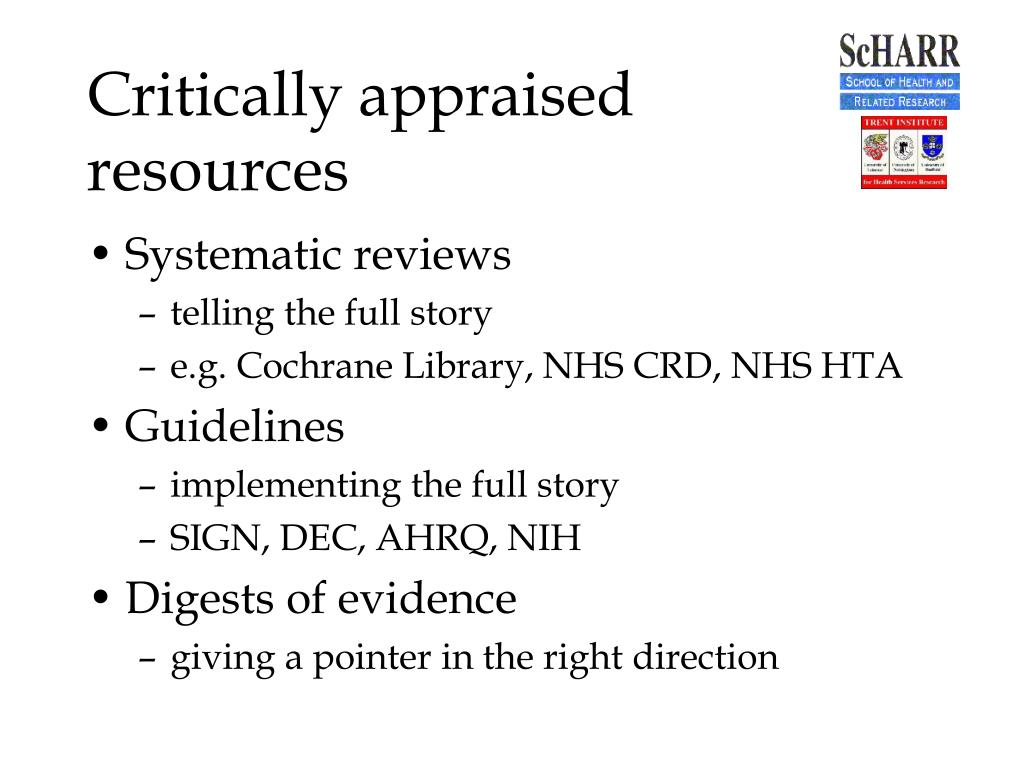 PPT - Critical Appraisal : The Librarian’s Role PowerPoint Presentation ...