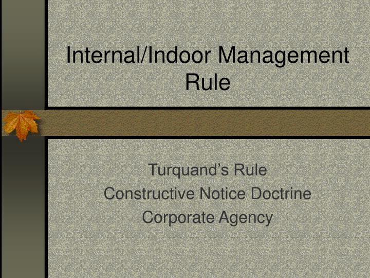 PPT - Internal/Indoor Management Rule PowerPoint Presentation, free ...