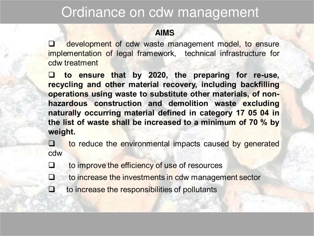 PPT - EU CDW FRAMEWORK NATIONAL CDW LEGAL FRAMEWORK IN BULGARIA WASTE ...