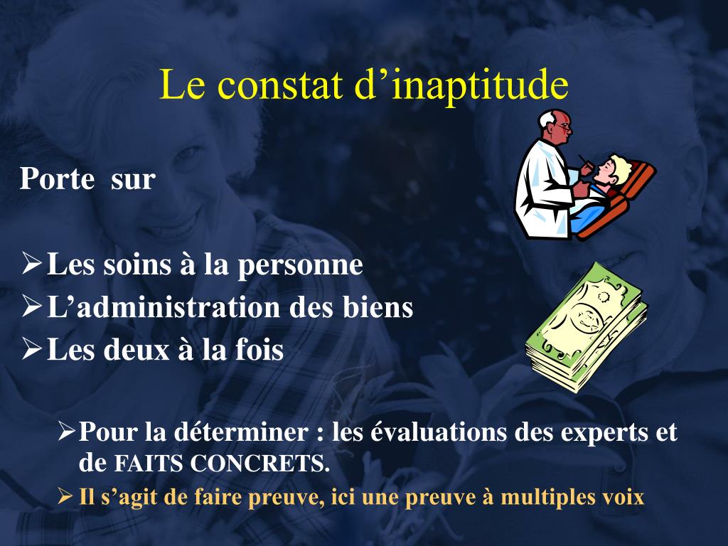 PPT - LA DÉTERMINATION DE L'INAPTITUDE DE LA PERSONNE ÂGÉE: UN ...