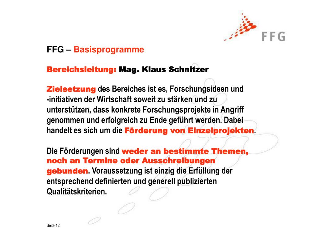 PPT - FFG - Forschungsförderungsgesellschaft PowerPoint Presentation ...