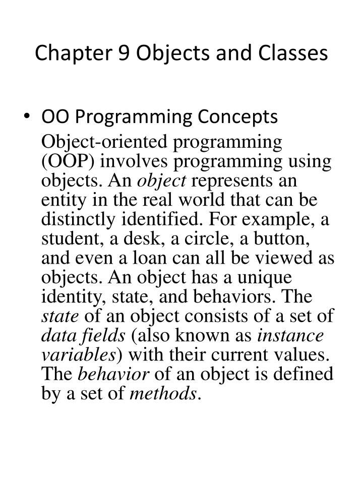 Ppt Chapter 9 Objects And Classes Powerpoint Presentation Free Download Id 3321932