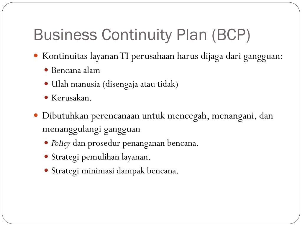 PPT - Rencana Penanggulangan Bencana Layanan TI PowerPoint Presentation ...