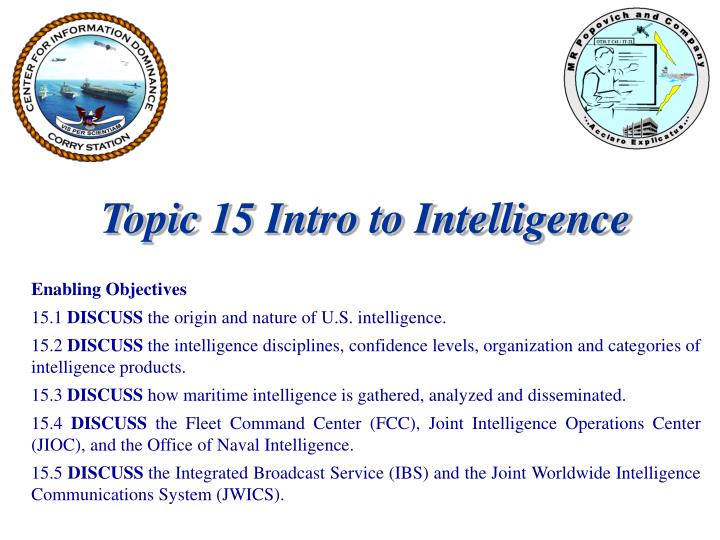 PPT - Topic 15 Intro to Intelligence Enabling Objectives PowerPoint ...