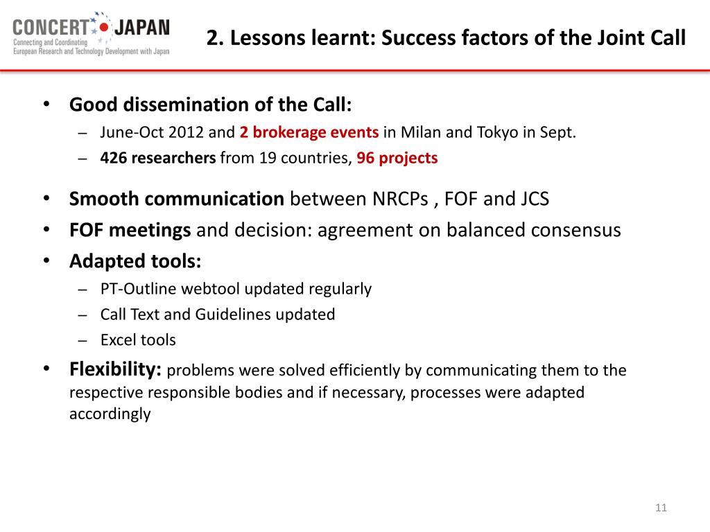 PPT - CONCERT-Japan Joint Call Lessons learnt 18 July 2013, Zurich Anna ...