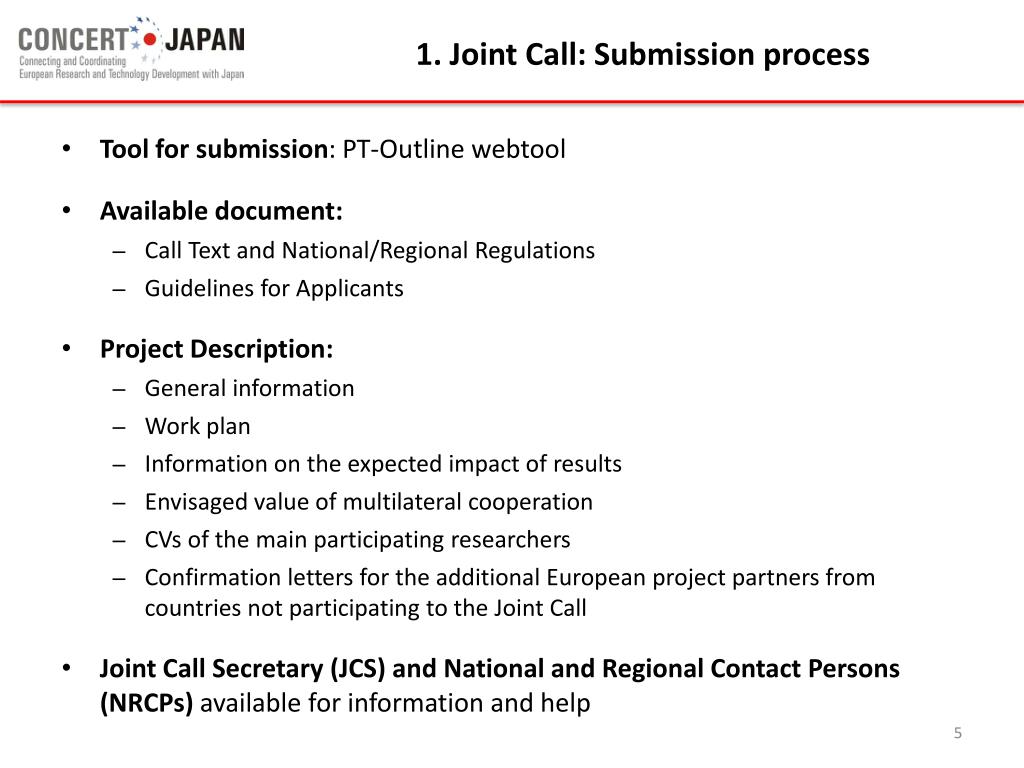 PPT - CONCERT-Japan Joint Call Lessons learnt 18 July 2013, Zurich Anna ...