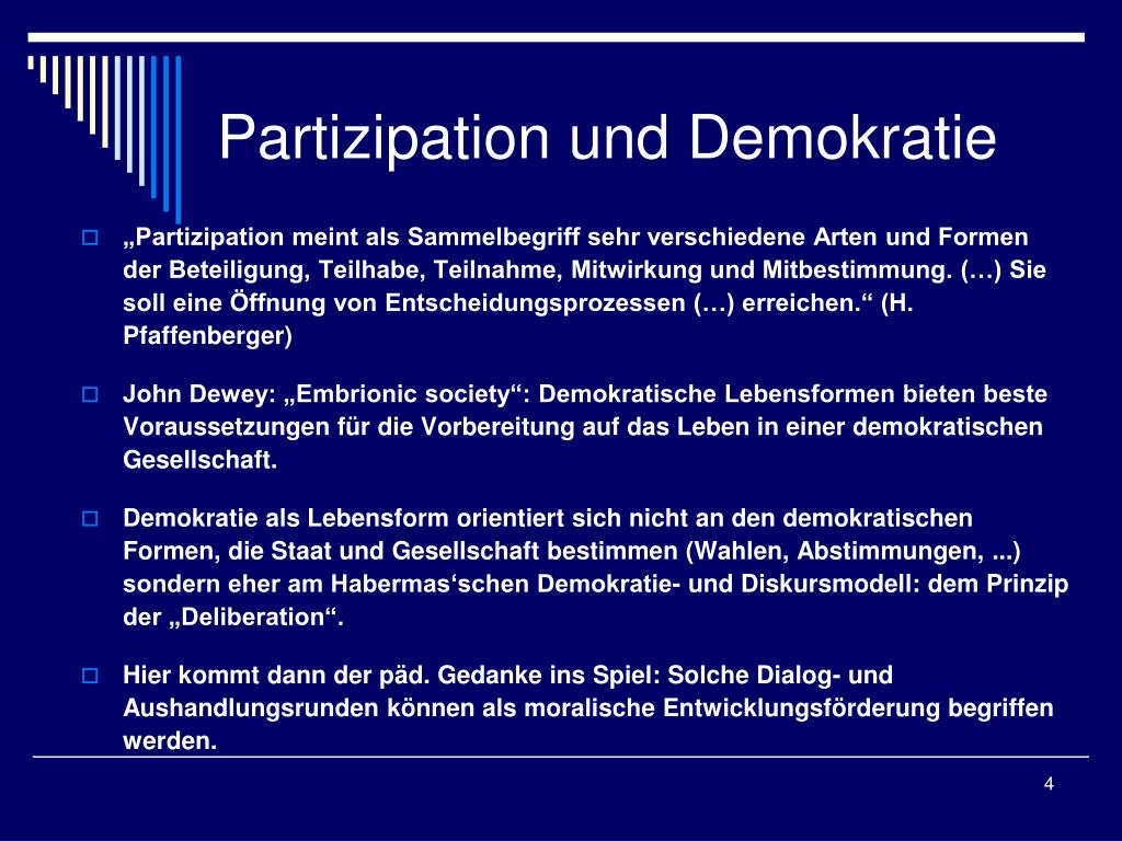 PPT - Partizipation – Chance zum mehrseitigen Lernen und demokratische ...