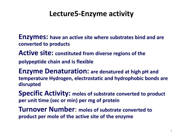 PPT - Lecture5-Enzyme activity PowerPoint Presentation, free download ...