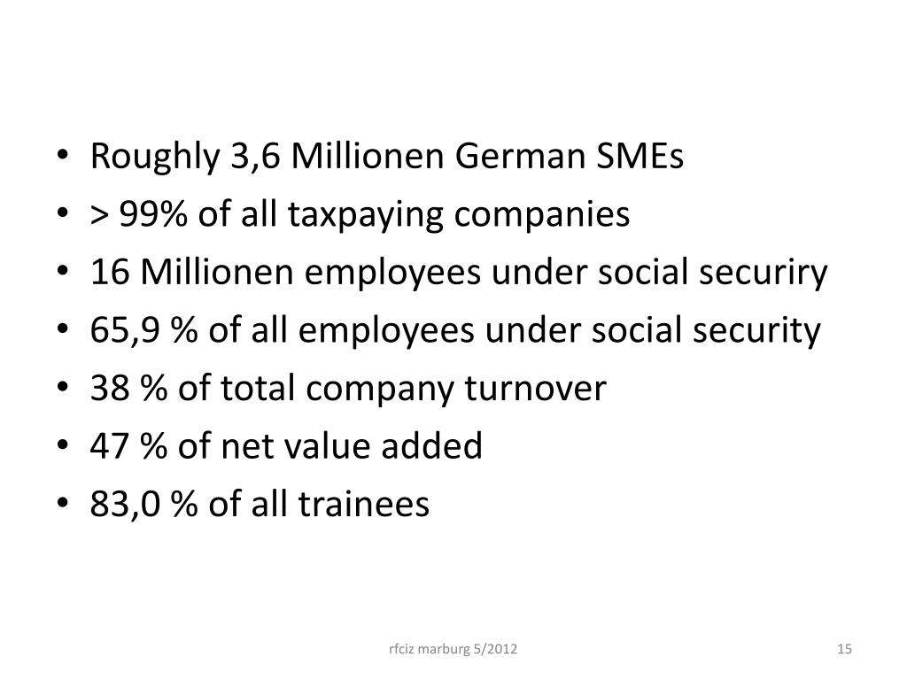 PPT - SME Promotion and the current situation of the German Mittelstand ...