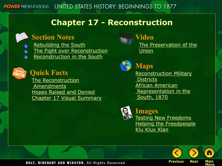 PPT - Chapter 17 - Reconstruction PowerPoint Presentation, free ...