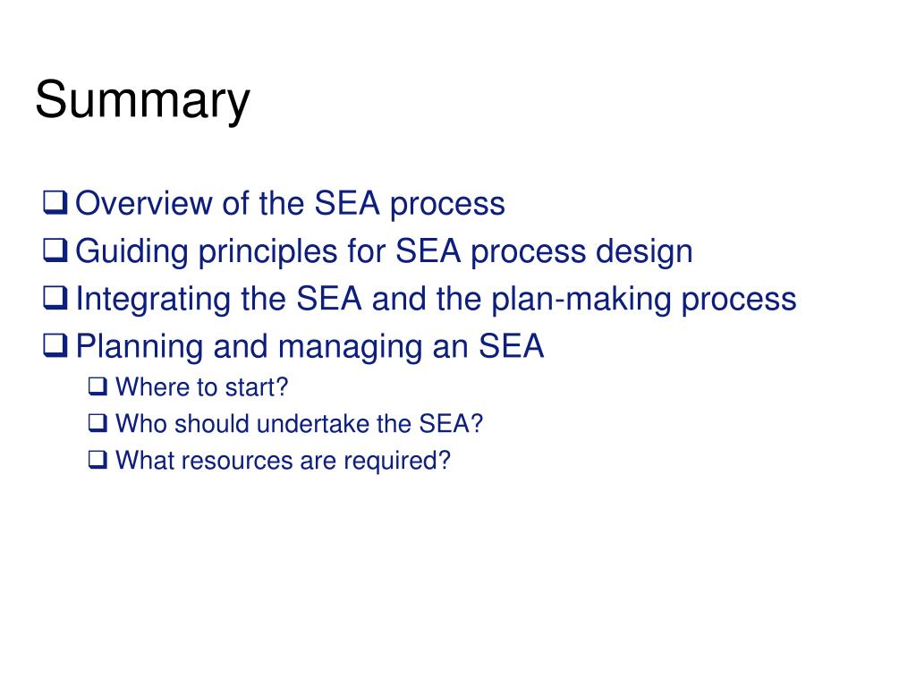 PPT - Strategic Environmental Assessment (SEA) and the Planning Process ...