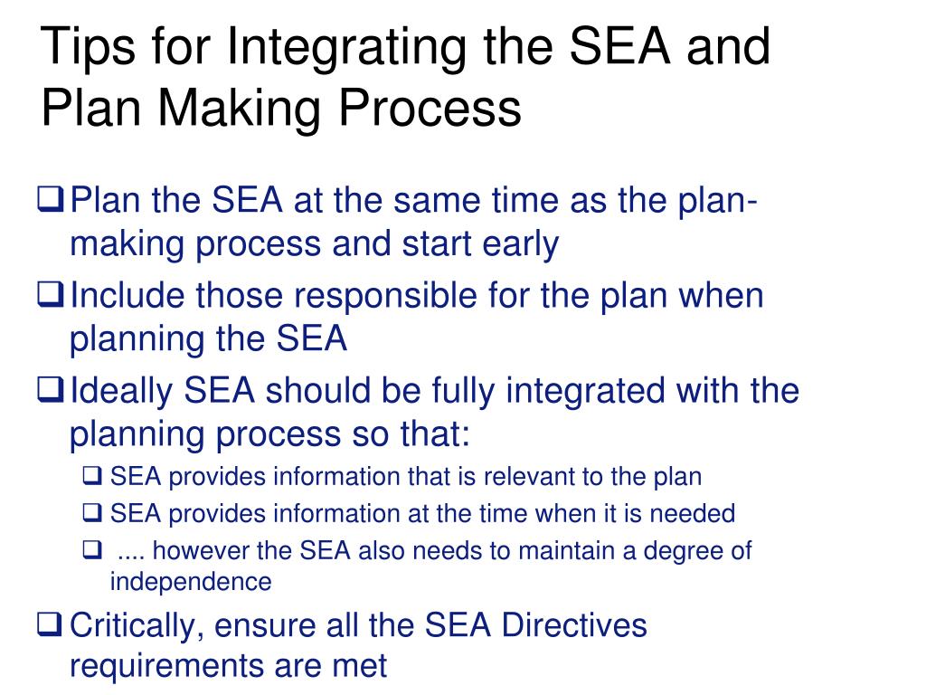 PPT - Strategic Environmental Assessment (SEA) and the Planning Process ...