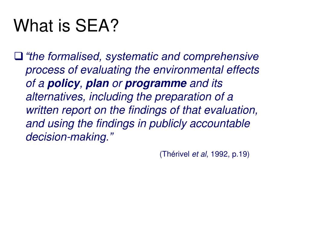 PPT - Strategic Environmental Assessment (SEA) and the Planning Process ...