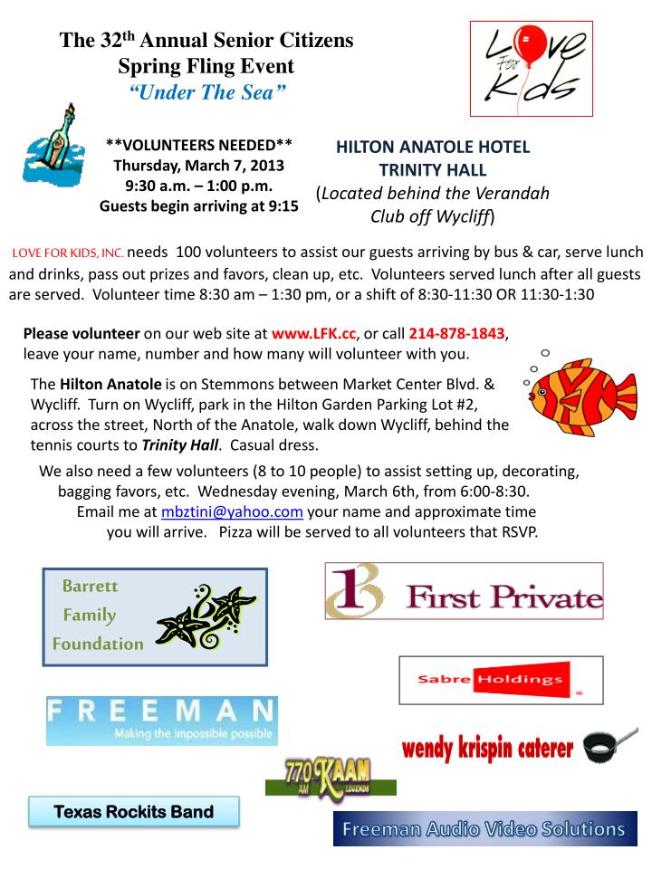 PPT - The 32 th Annual Senior Citizens Spring Fling Event “Under The ...