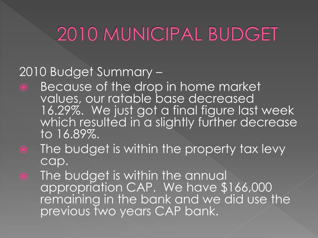 PPT - 2010 Municipal Budget Overview for Mount Olive Township ...