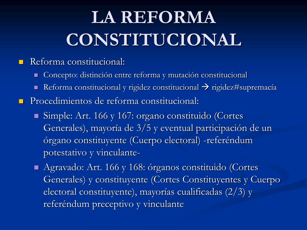 PPT - ELABORACIÓN Y REFORMA DE LA CONSTITUCIÓN. SU DEFENSA Y LOS ...