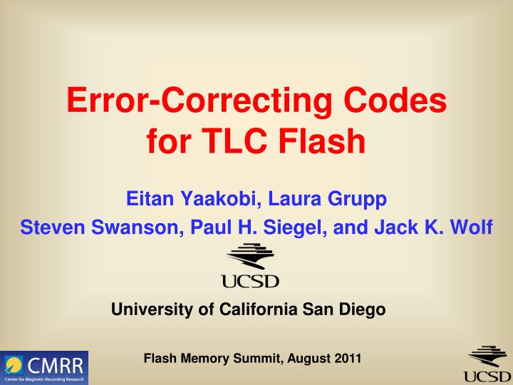 Ppt Error Correcting Codes For Tlc Flash Powerpoint Presentation