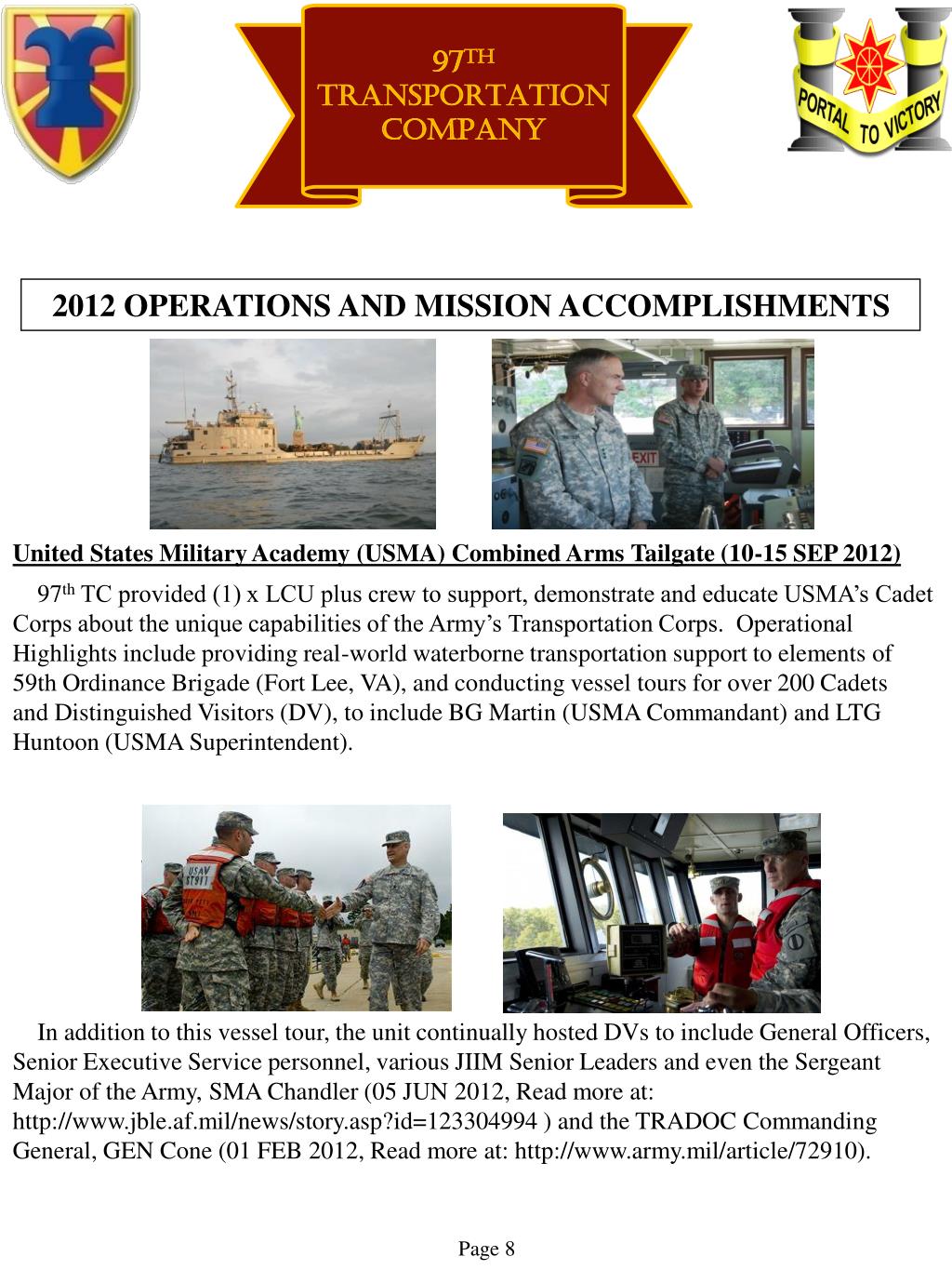 PPT - 97 th TRANSPORTATION COMPANY PowerPoint Presentation, free ...