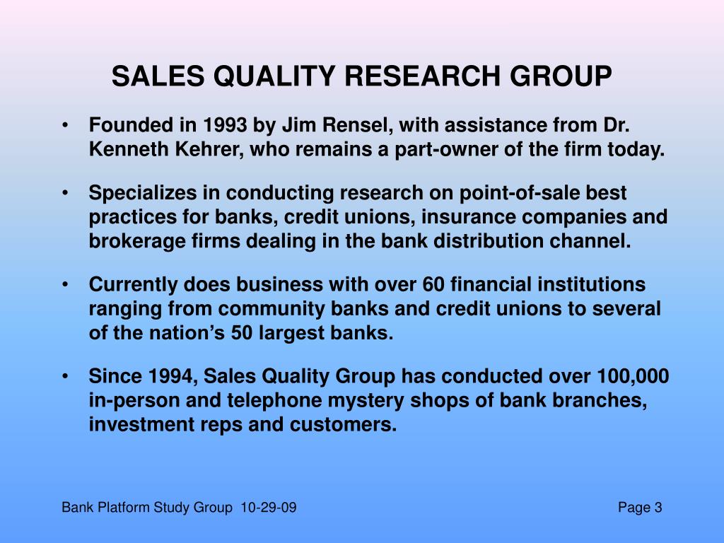 PPT - Jim Rensel, President Sales Quality Research Group KEHRER - LIMRA ...