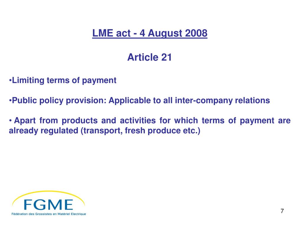 PPT - LME “Loi de Modernisation de l’Économie” (Economic Modernisation ...