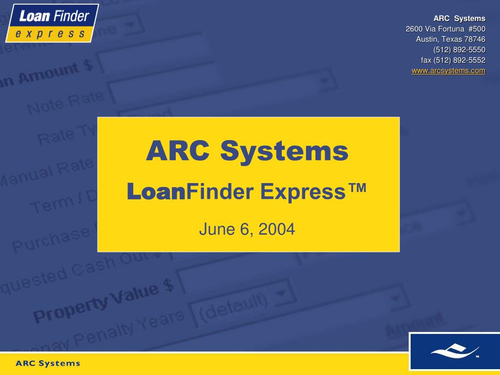 PPT - ARC Systems 2600 Via Fortuna #500 Austin, Texas 78746 (512) 892 ...
