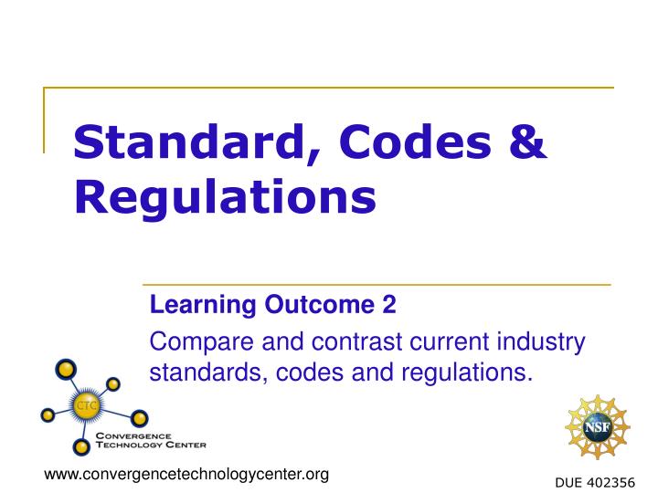 PPT - Standard, Codes & Regulations PowerPoint Presentation, free ...