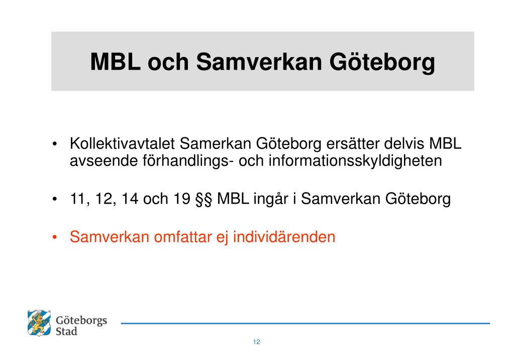 PPT - Chefsintroduktion - medbestämmandelagen och Samverkan Göteborg ...