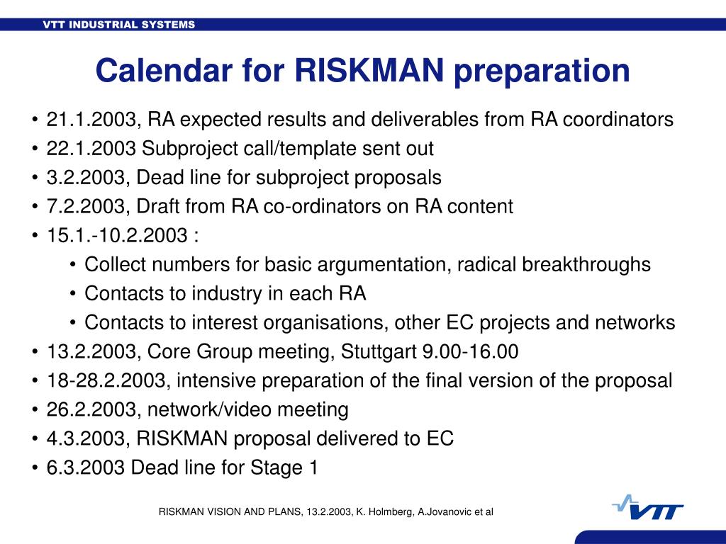 PPT - RISKMAN VISION and PLANS K. Holmberg, A. Jovanovic et al 13.2. ...