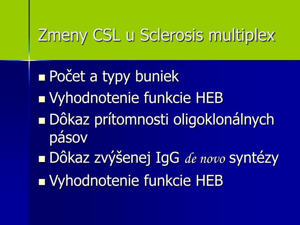 PPT - Cerebrospinálny likvor v diagnostike Sclerosis multiplex ...