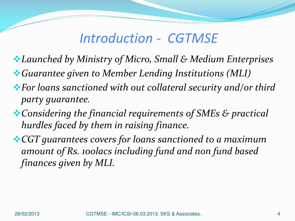 PPT - Credit Guarantee Fund Trust - for MSME CGTMSE PowerPoint ...