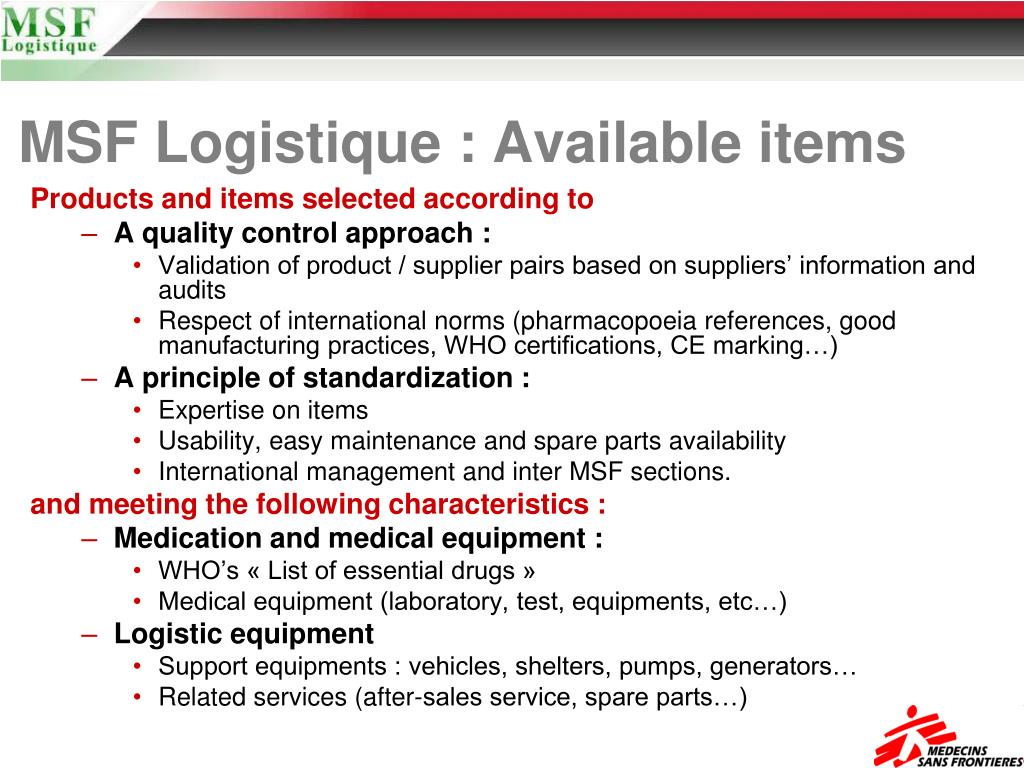 PPT - MÉDECINS SANS FRONTIÈRES LOGISTIQUE At the core of the ...