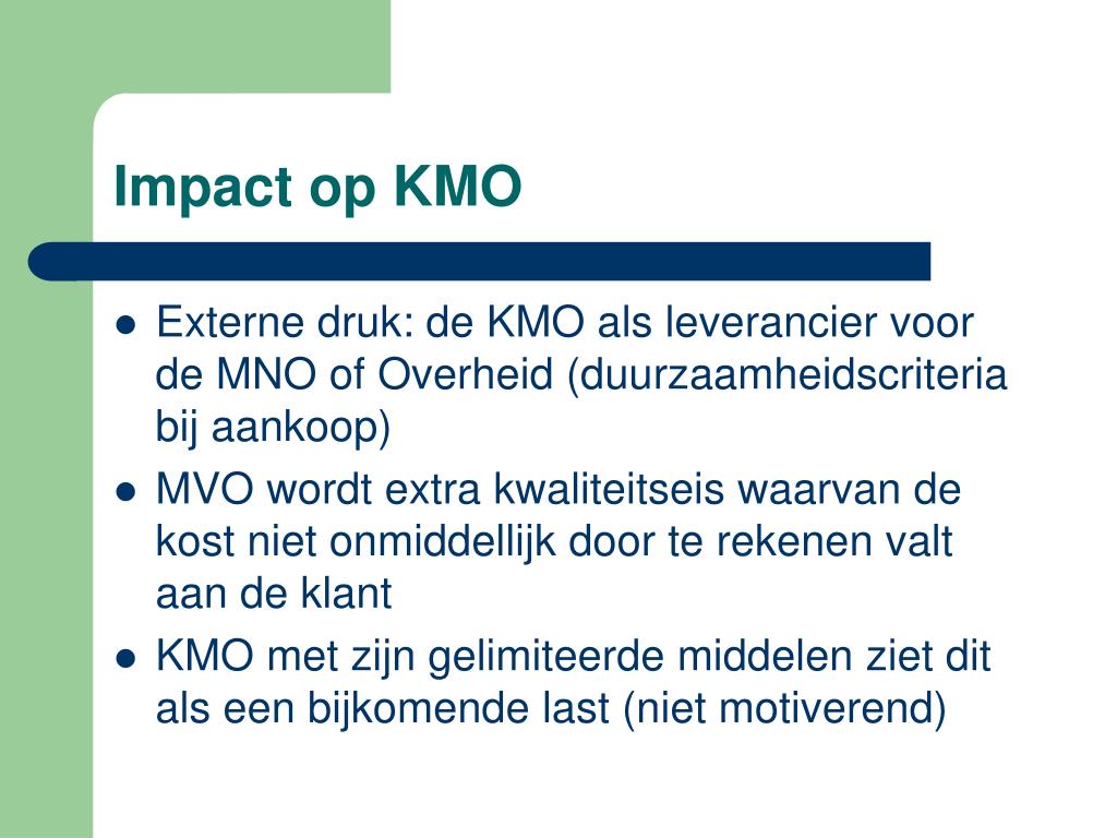 PPT - MVO en KMO De rol van pioniers PowerPoint Presentation, free ...