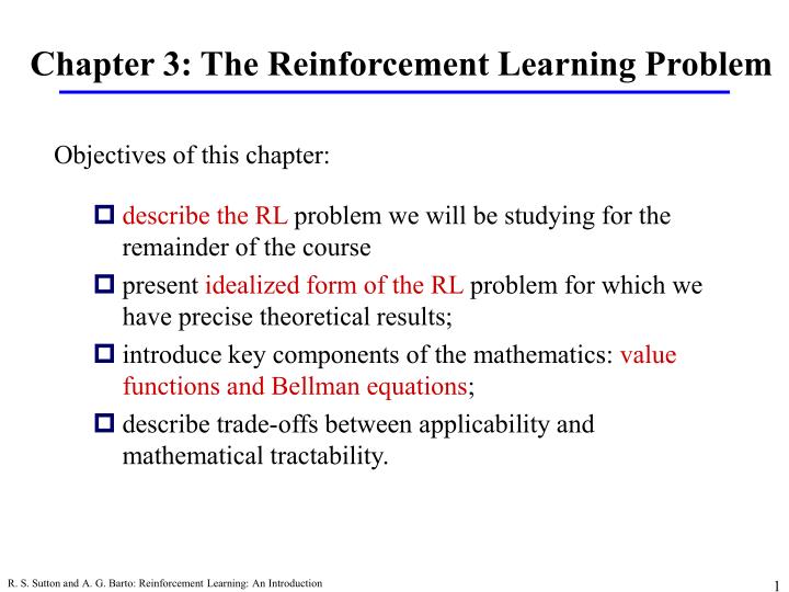PPT - Chapter 3: The Reinforcement Learning Problem PowerPoint ...