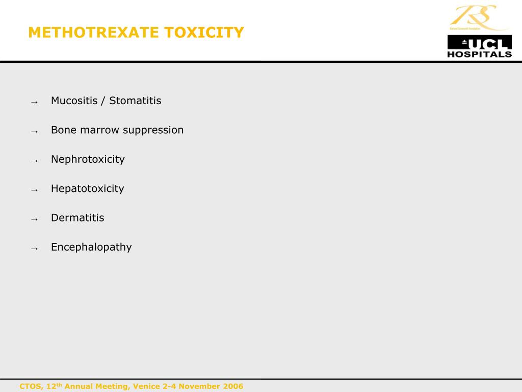 PPT - INCIDENCE OF DELAYS IN CHEMOTHERAPY DUE TO METHOTREXATE TOXICITY ...