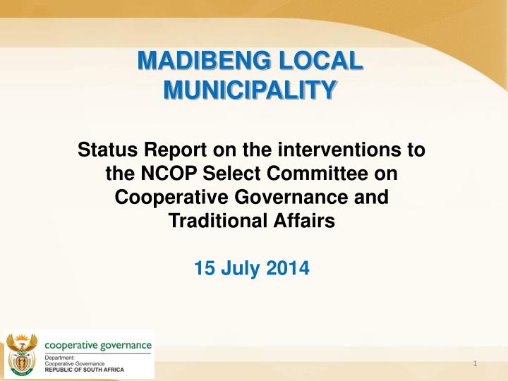 PPT - MADIBENG LOCAL MUNICIPALITY PowerPoint Presentation, free ...