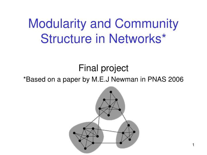 Ppt Modularity And Community Structure In Networks Powerpoint