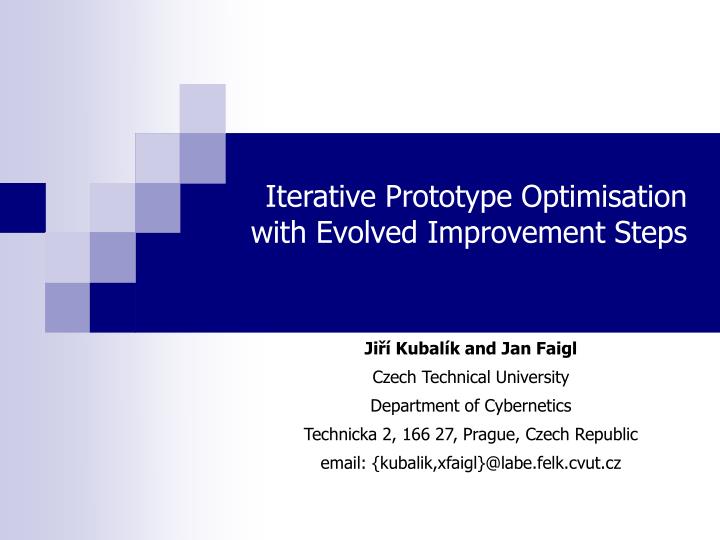 PPT - Iterative Prototype Optimisation with Evolved Improvement Steps PowerPoint Presentation ...