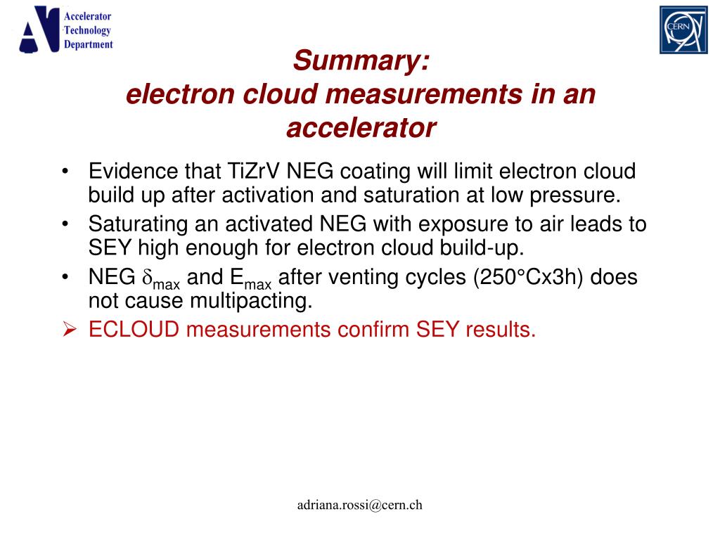 PPT - SEY and electron cloud build-up with NEG materials Adriana Rossi ...