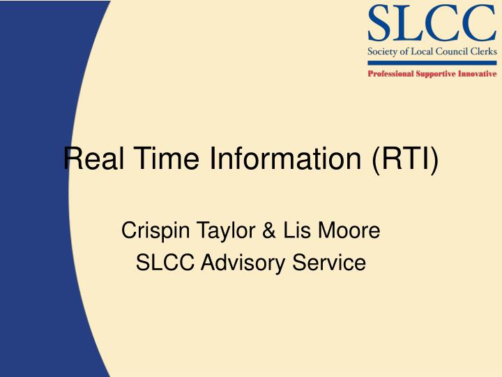 PPT - Real Time Information (RTI) PowerPoint Presentation, free ...