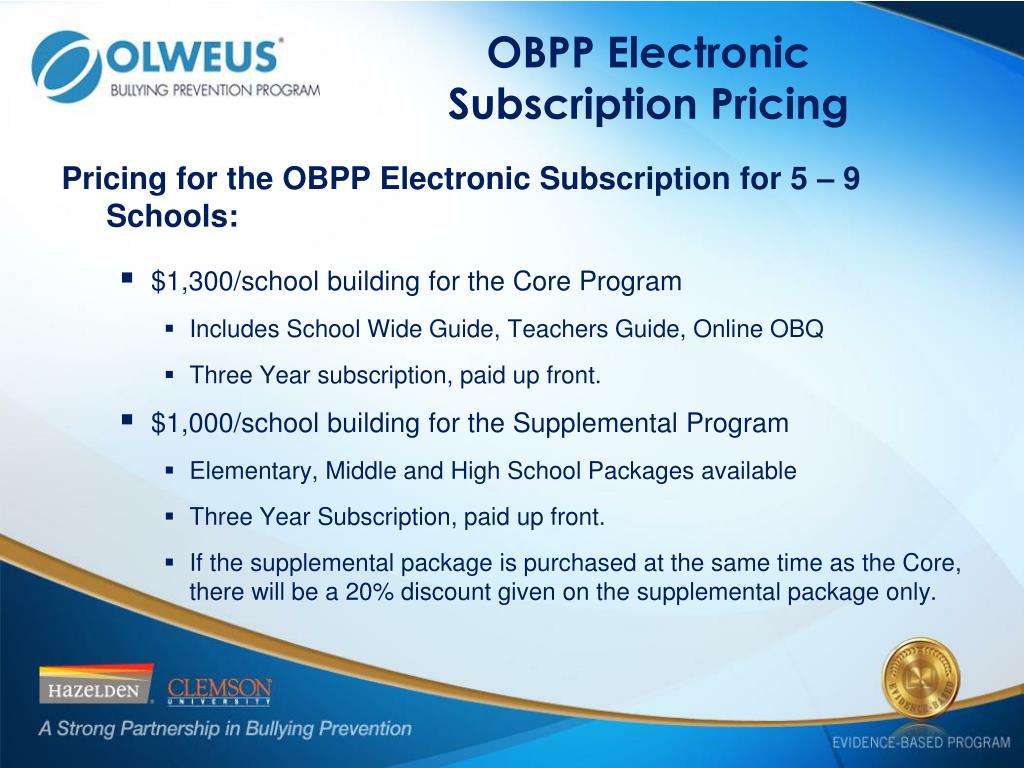 PPT - Olweus Bullying Prevention Program Electronic Subscription ... PPT - Olweus Bullying Prevention Program Electronic Subscription ...