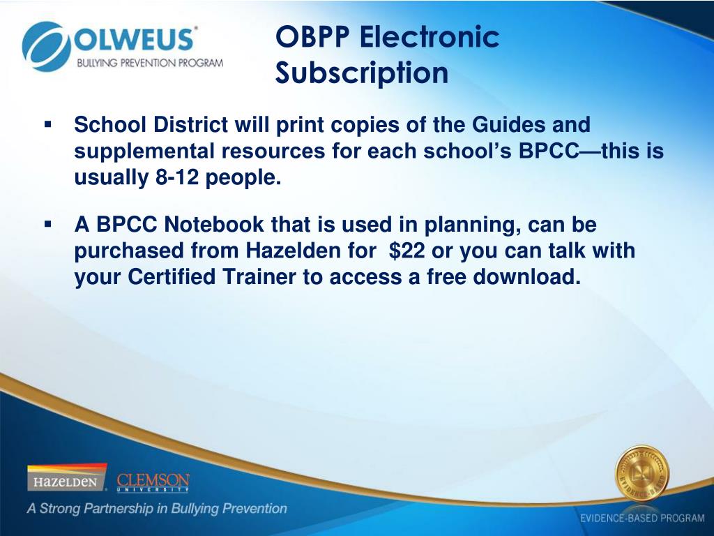 PPT - Olweus Bullying Prevention Program Electronic Subscription ... PPT - Olweus Bullying Prevention Program Electronic Subscription ...