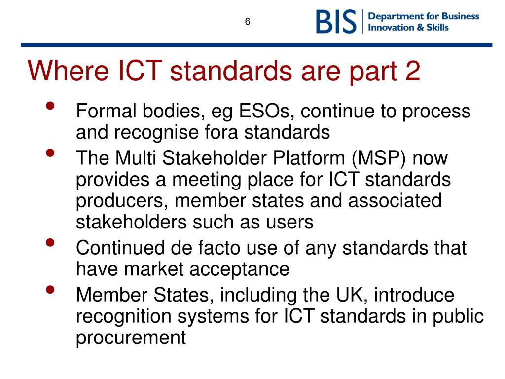 PPT - ICT Standardisation in Europe A Participant View BIS Standards ...