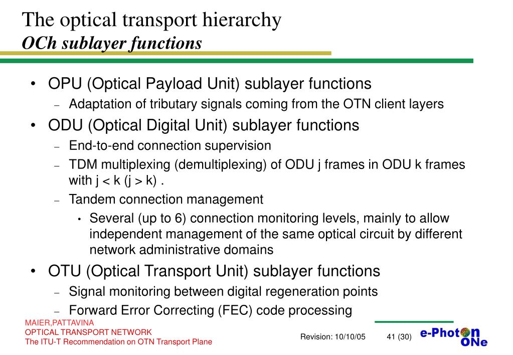 PPT - Optical Transport Network The ITU-T Recommendations on OTN ...