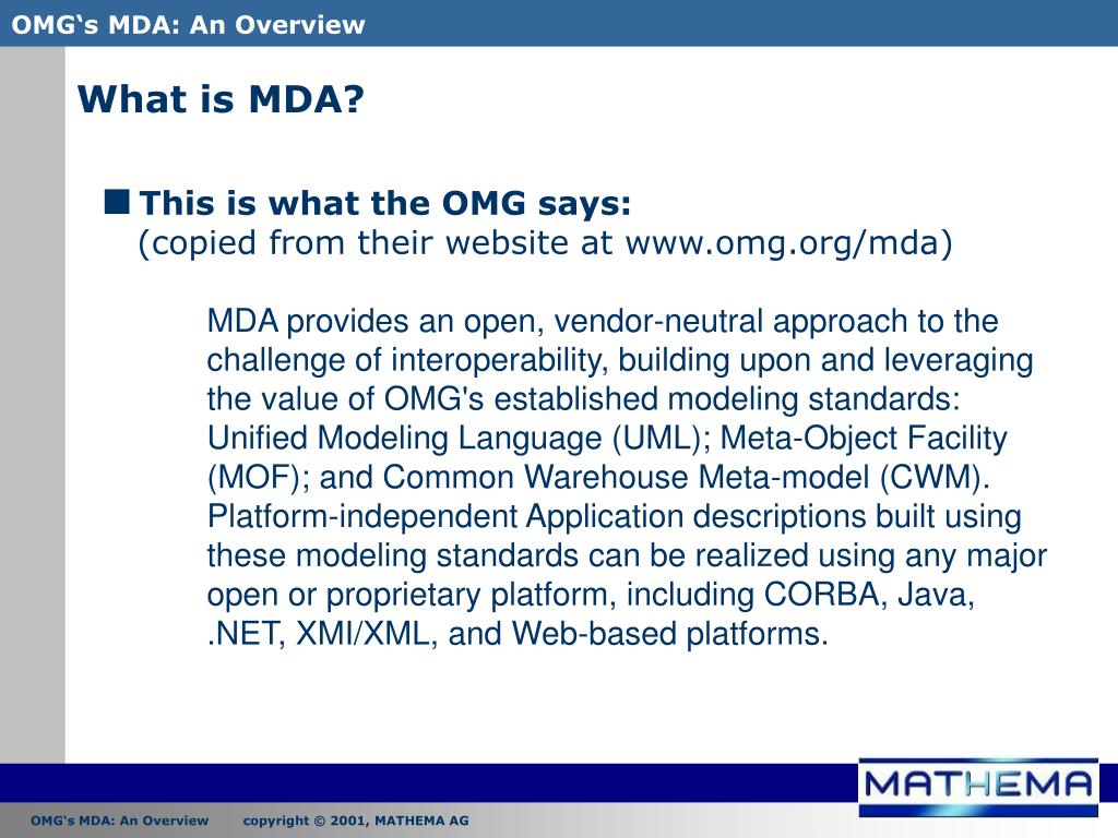 PPT - OMG‘s MDA: An Overview Markus Völter markus.voelter@mathema.de ...