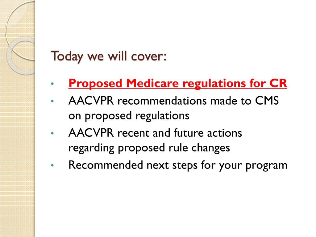 PPT - MEDICARE POLICY FOR CARDIAC AND PULMONARY REHABILITATION- WHAT’S ...