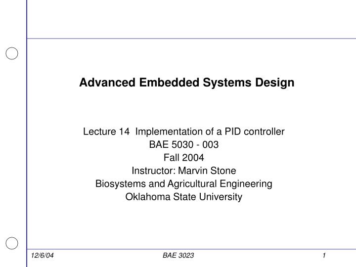 PPT - Advanced Embedded Systems Design PowerPoint Presentation, free ...